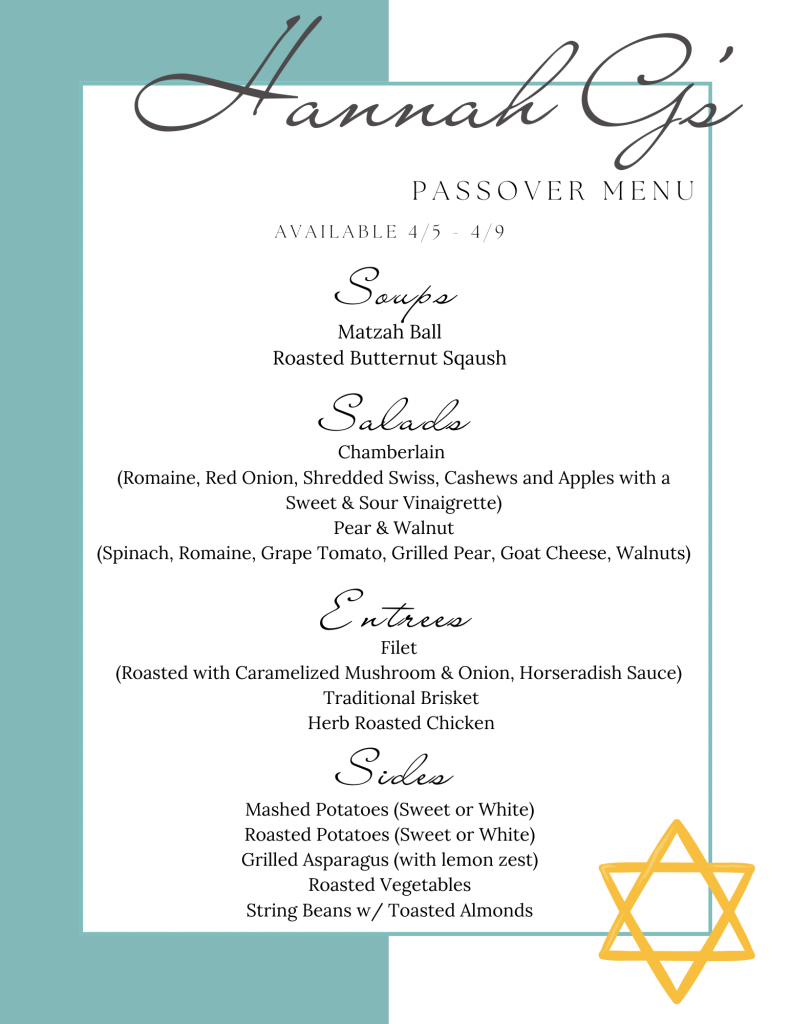 Passover Menu 2023 - Hannah-G's